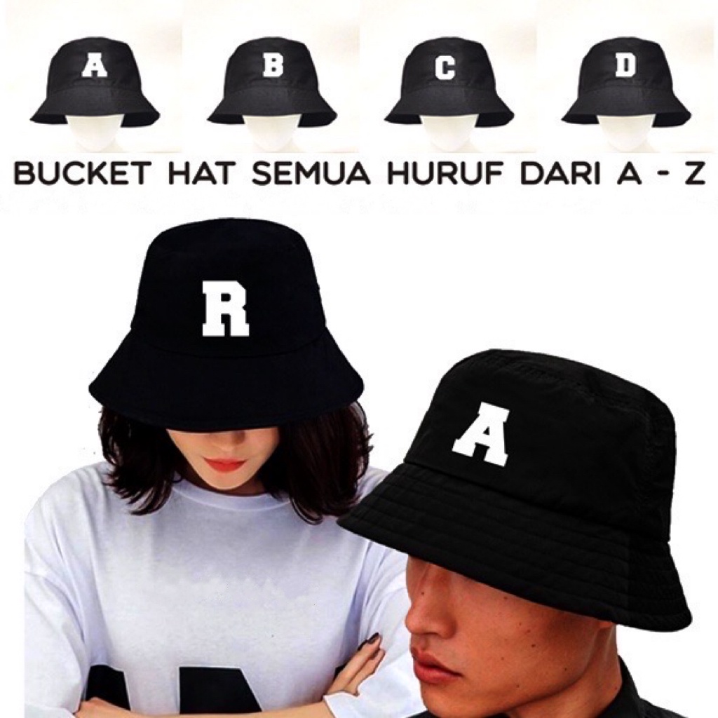 Jual TOPI BUCKET INISIAL NAMA HURUF A-Z / BUCKET HAT ALPHABET A-Z /TOPI ...