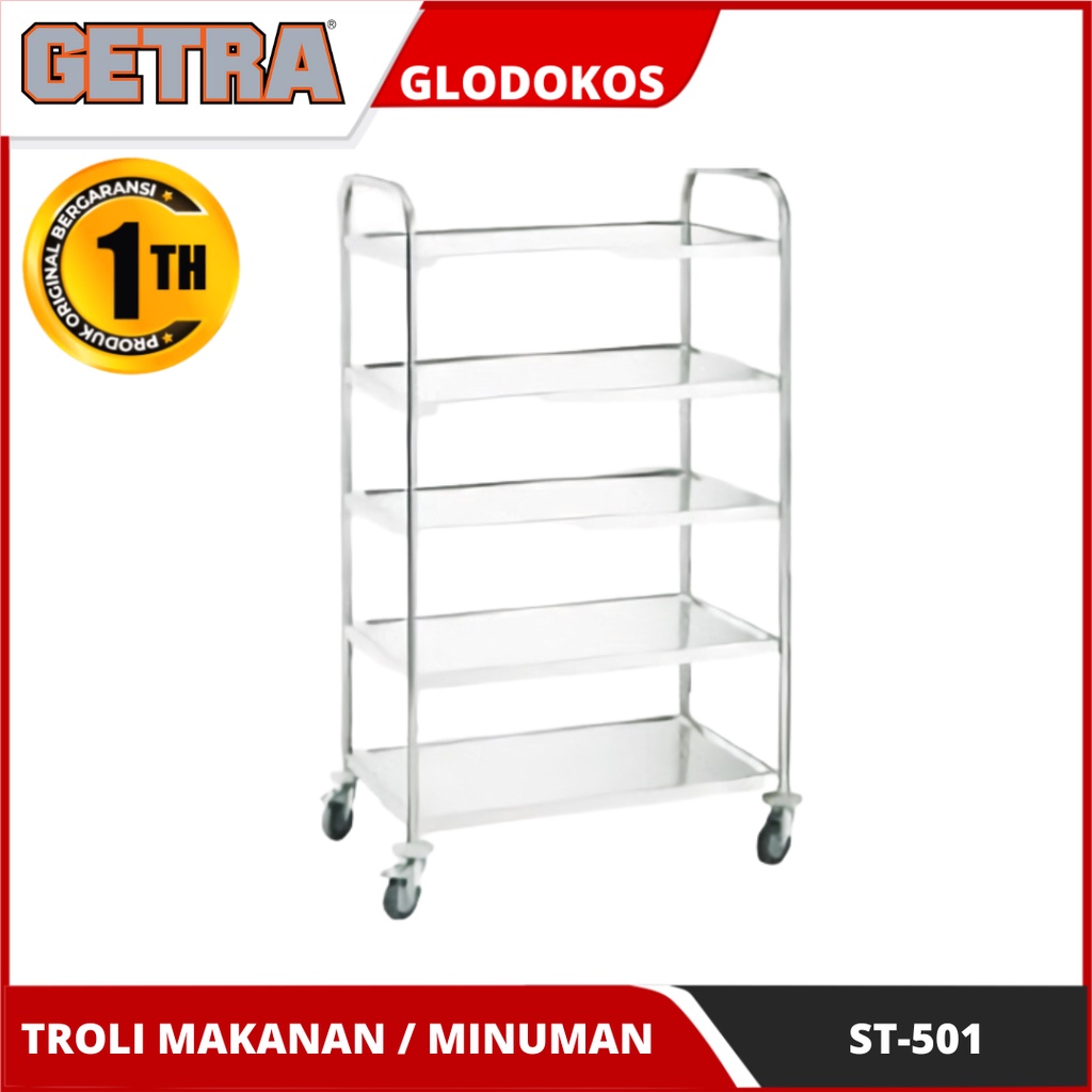 Jual GETRA ST-501 TROLLEY MAKANAN MINUMAN TROLI STAINLESS SERBAGUNA ...