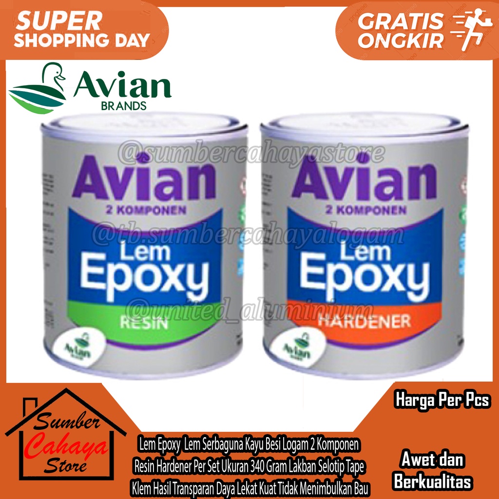 Jual Avian Lem Epoxy Campur Serbaguna Multifungsi Kayu Besi Logam 2 ...