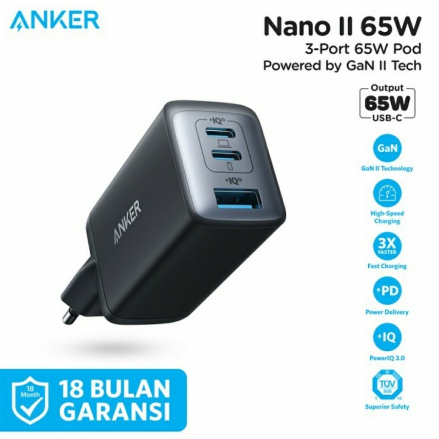 Jual Wall Charger Anker PowerPort Nano III 65 Watt - A2667 | Shopee Indonesia