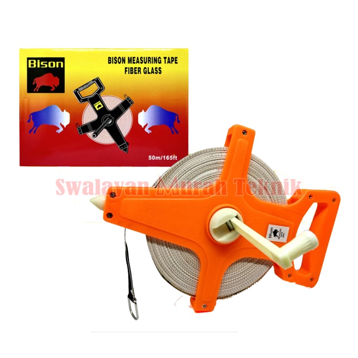 Jual BISON Meteran T Tancap Gulung 50M Roll Meter 50 Meter Body Fiber ...