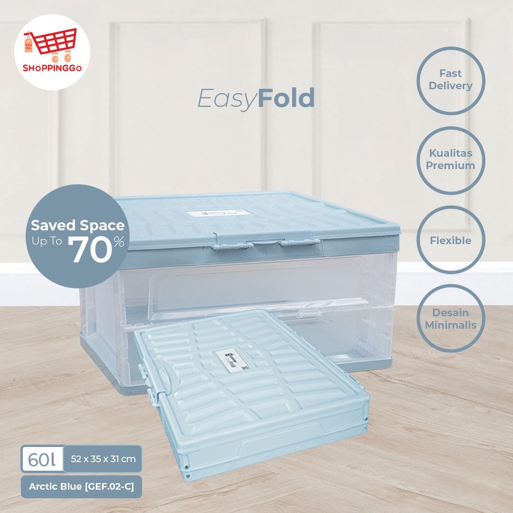 Jual Gessler Easyfold 60L Sky Blue - Box Plastik Container Kotak Lipat ...
