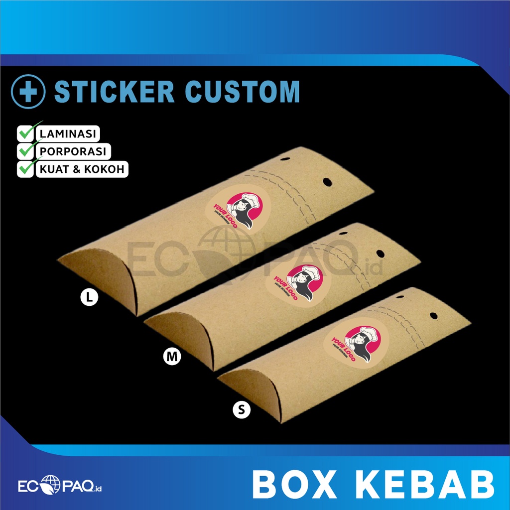 Jual Box Kotak Dus KEBAB Paket Combo + Stiker Logo Custom (50 Set ...