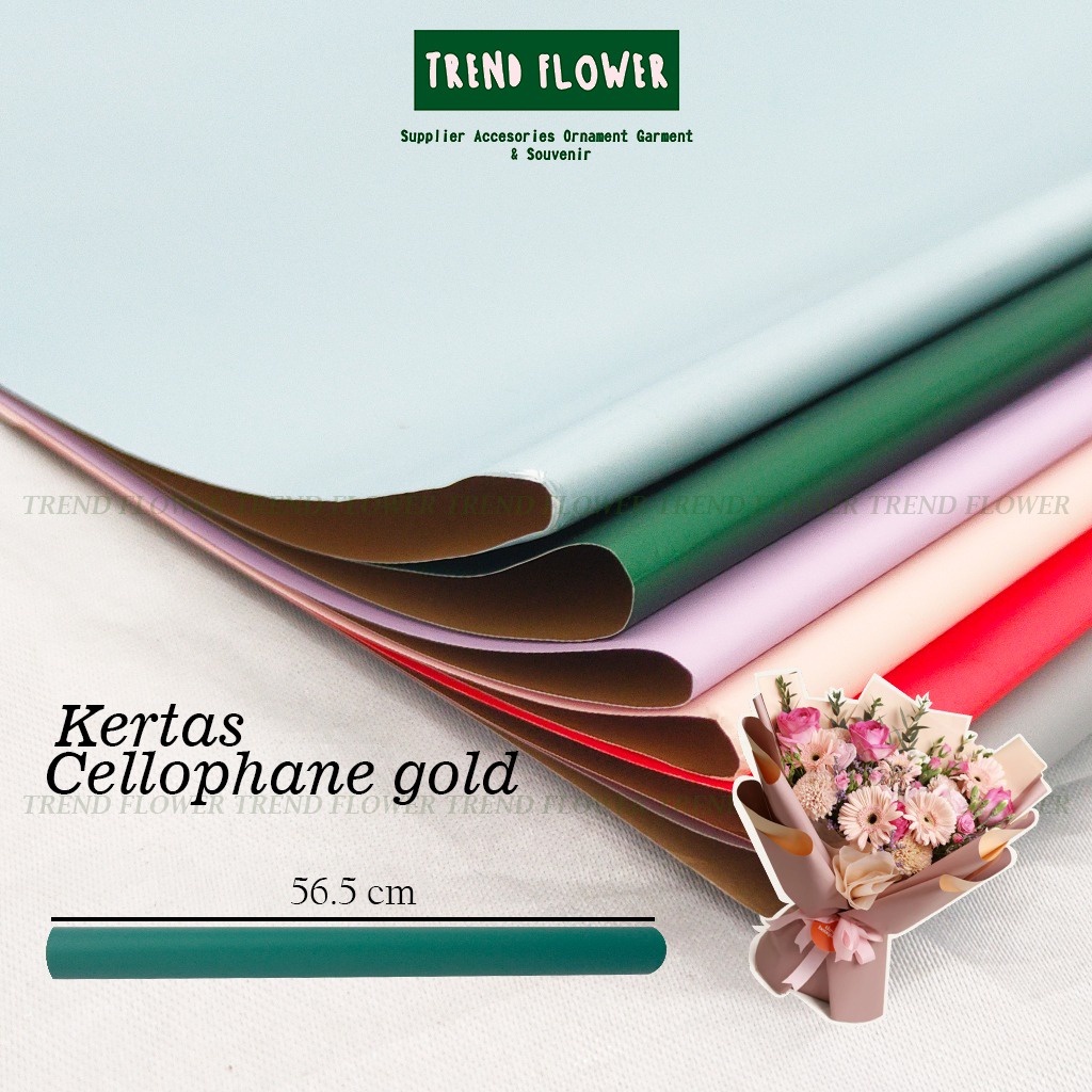 Jual Kertas Cellophane Polos Gold buket bunga kertas bungkus bunga ...