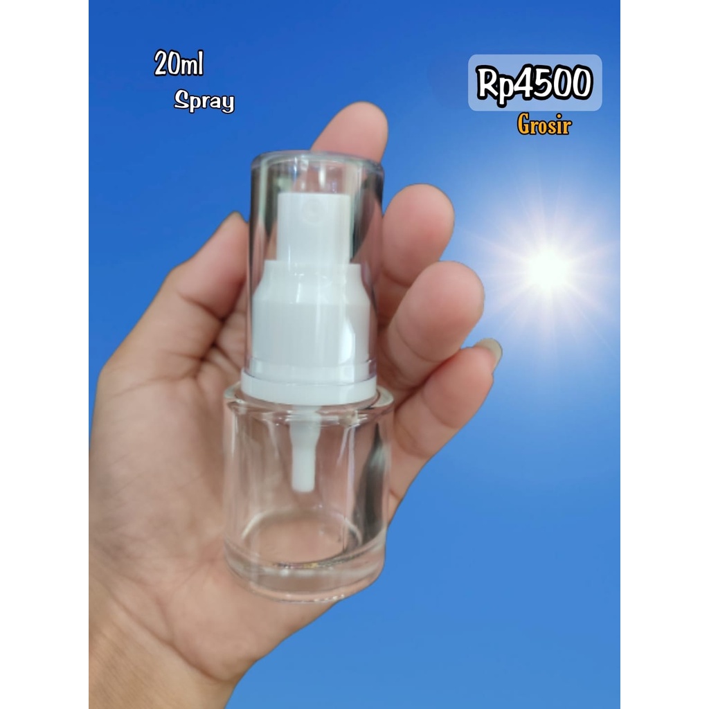 Jual Botol Toner Spray Putih Wadah Kosong Skincare Kaca Bening 20ml ...