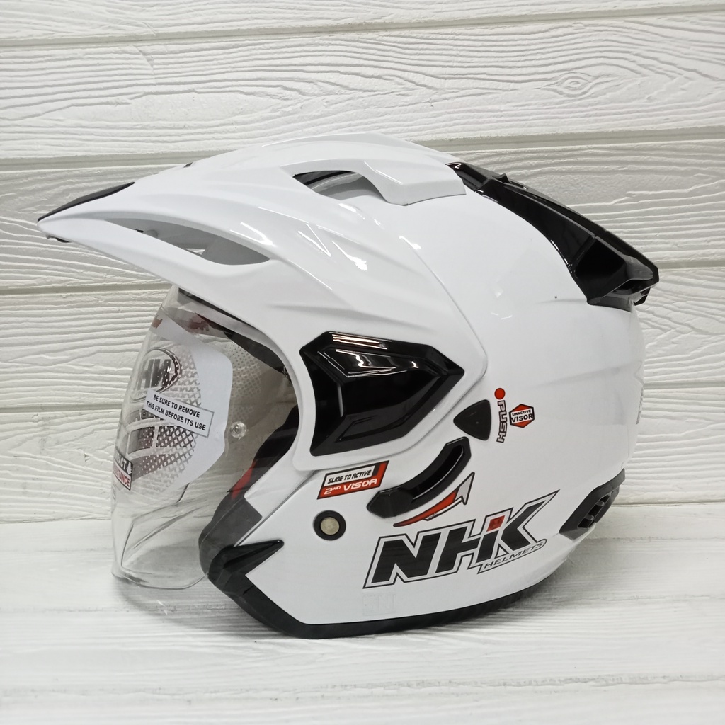 Jual NHK PREDATOR CRYPTON POLOS WHITE ORIGINAL HELM HALF FACE DOUBLE ...