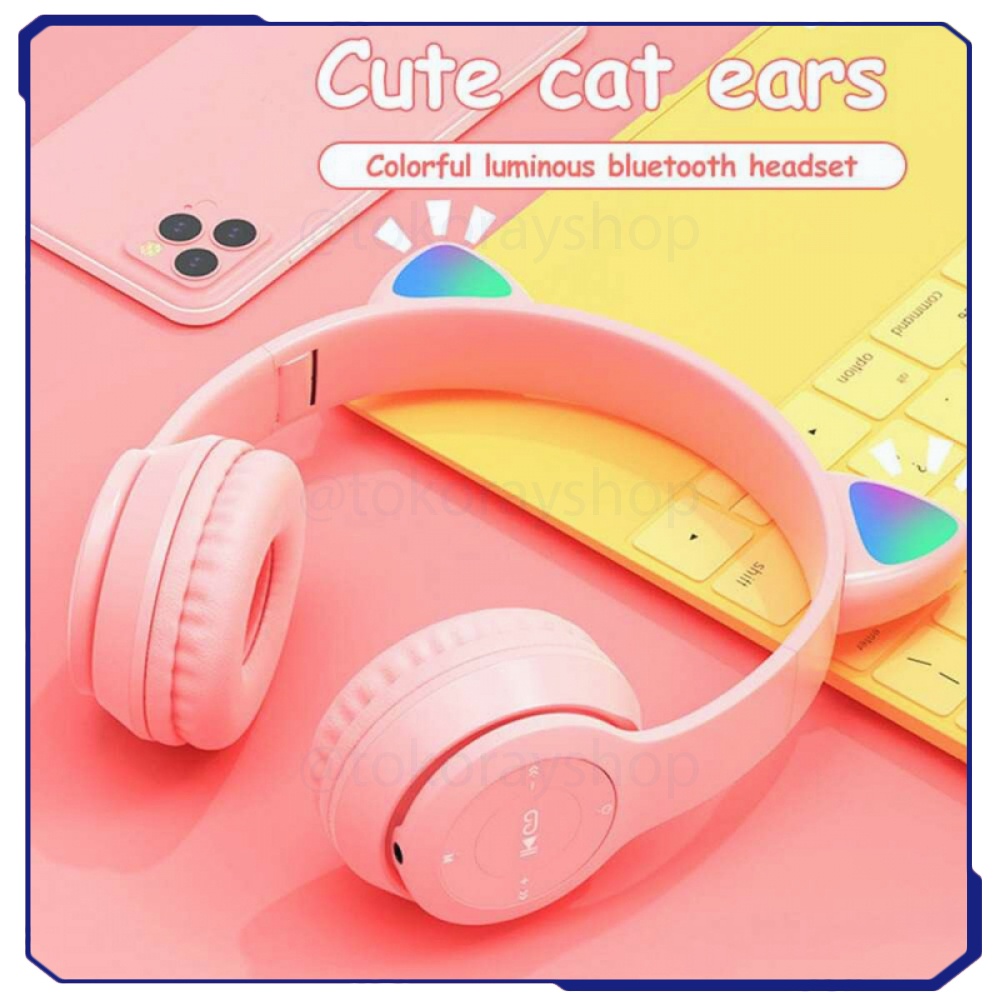 Jual Bluetooth Headset Headphone Telinga Kucing Cute Cat Ear P47M ...