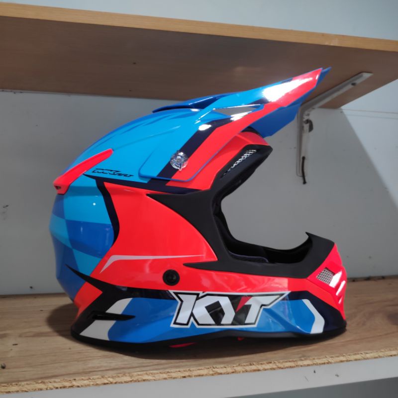 Jual Helm Cross KYT SKYHAWK Blue Orange Helm Trail KYT Sky Hawk ...