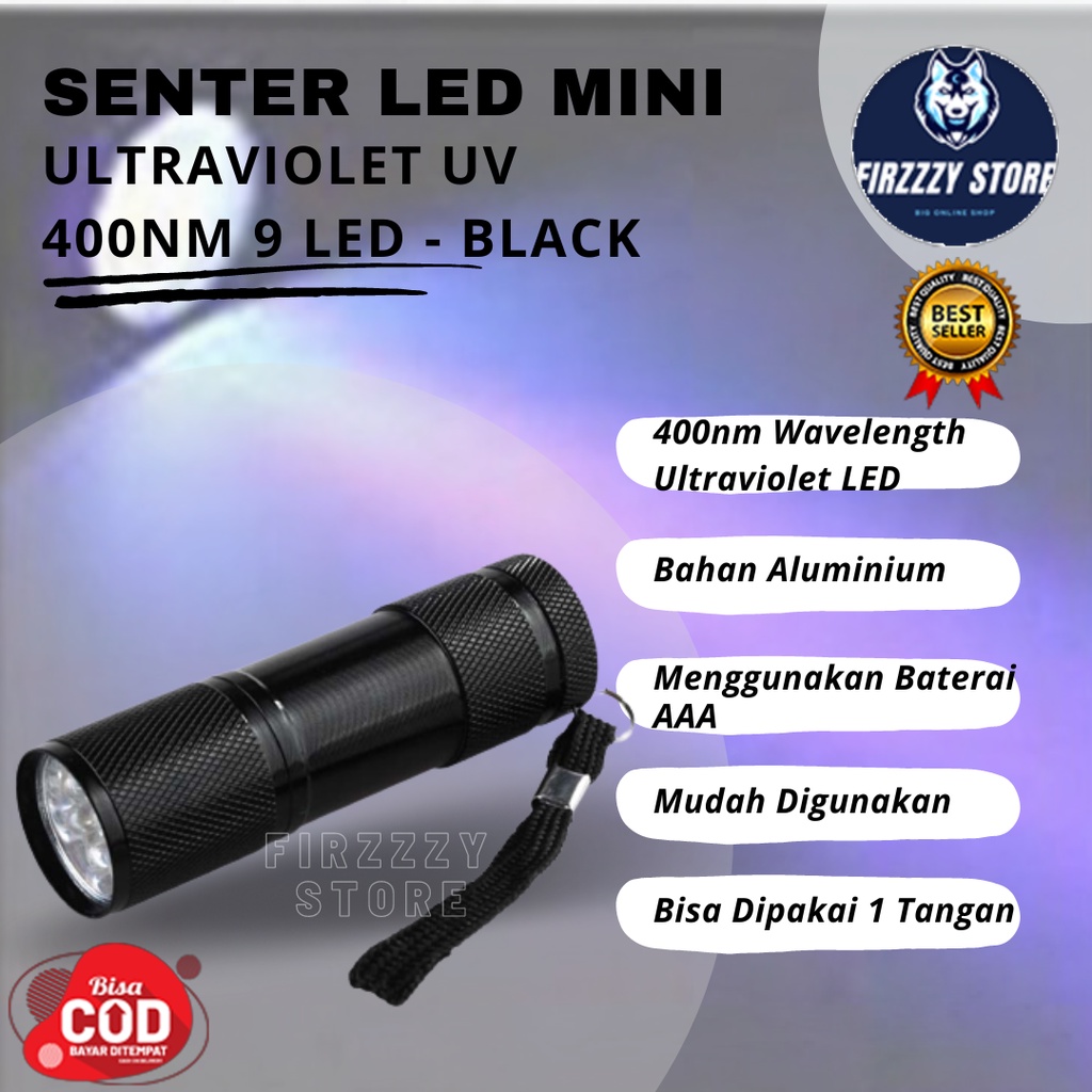 Jual Senter LED Mini Ultraviolet UV 400nm 9 LED - Black | Shopee Indonesia