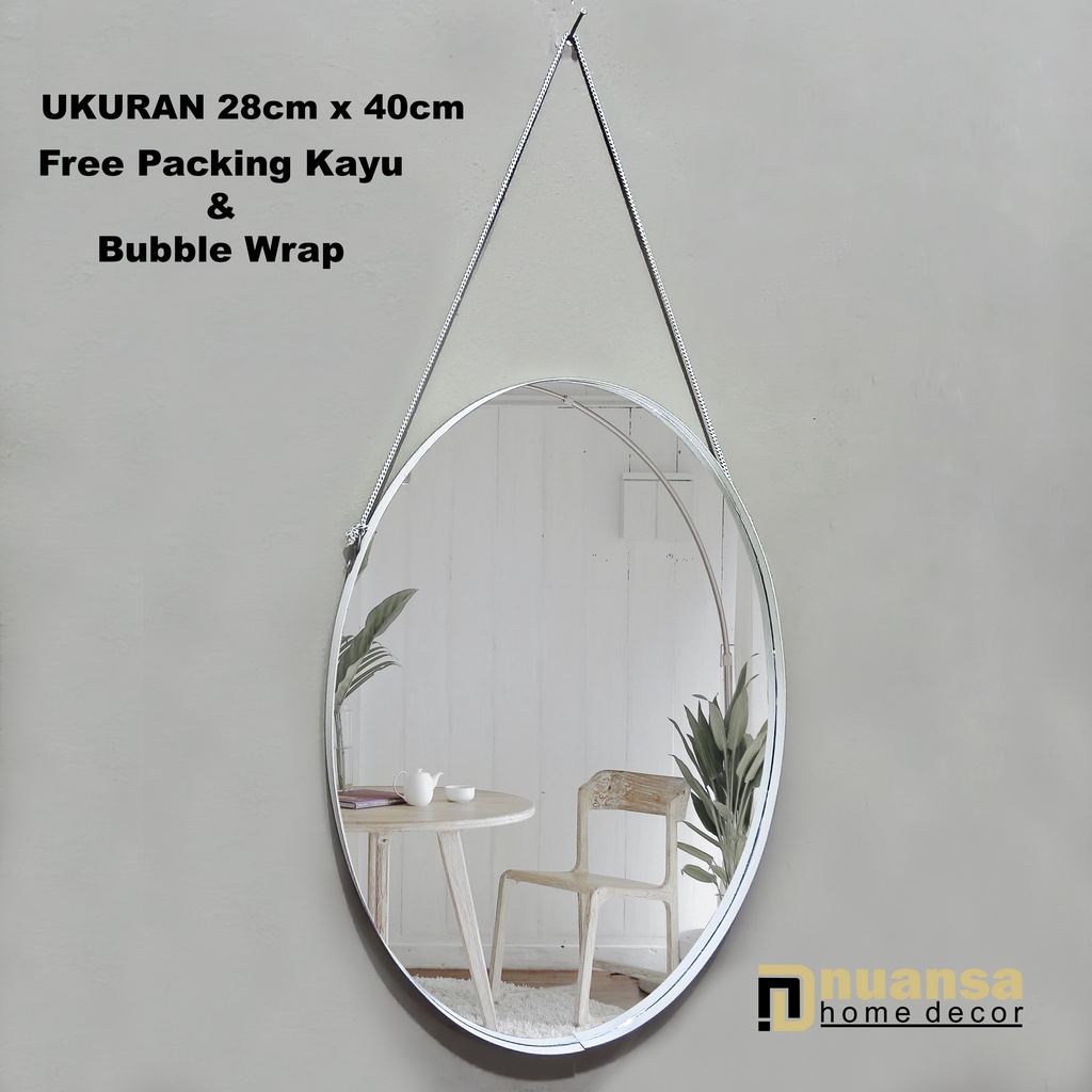 Jual KACA AESTHETIC - CERMIN OVAL - KACA FRAMELESS ( UKURAN 28 x 40 CM ...