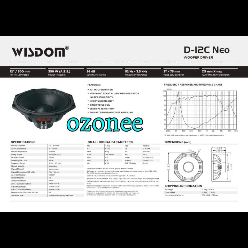 Jual SPEAKER KOMPONEN SUBWOOFER WISDOM D-12C NEO D12C NEO 12 INCH ...