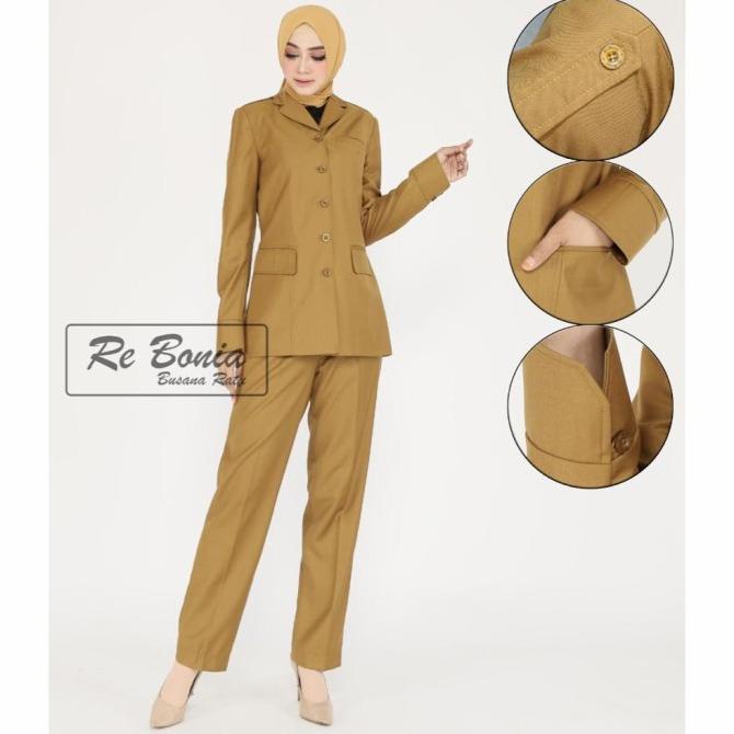 Jual populer] Setelan Seragam Pns Wanita Pdh Pemda Wanita Baju Dinas Pns Khaki Muda | Shopee ...