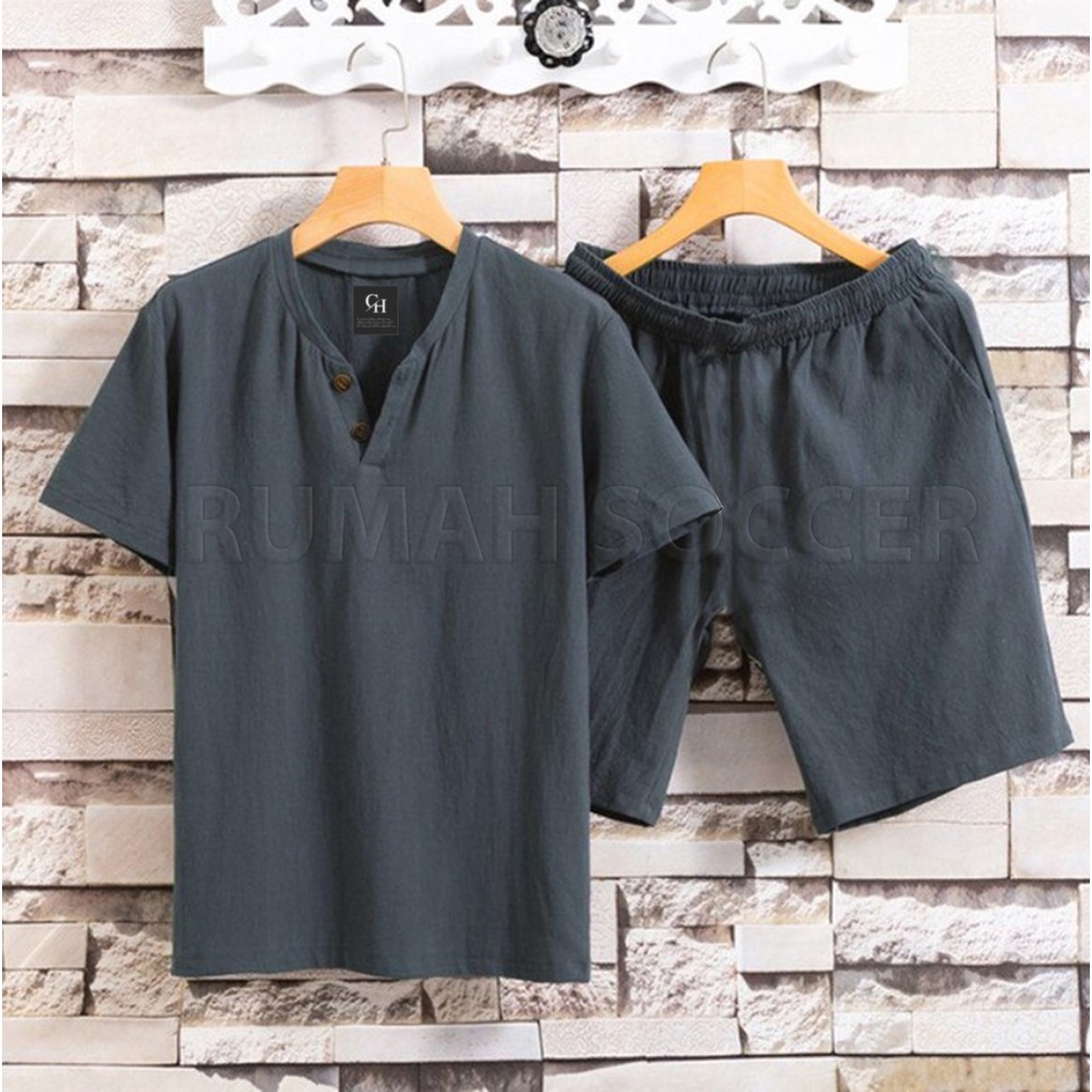 Jual SETELAN SANTAI PRIA AMOND Baju Kaos Polos Celana Pendek Pria Bahan ...