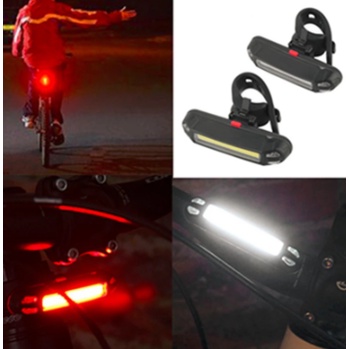 Jual Lampu depan Belakang Sepeda LED Tail Light Rechargeable Micro USB ...