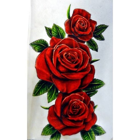Jual hiasan dinding lukisan cetak bunga mawar merah 02 plus figura ...