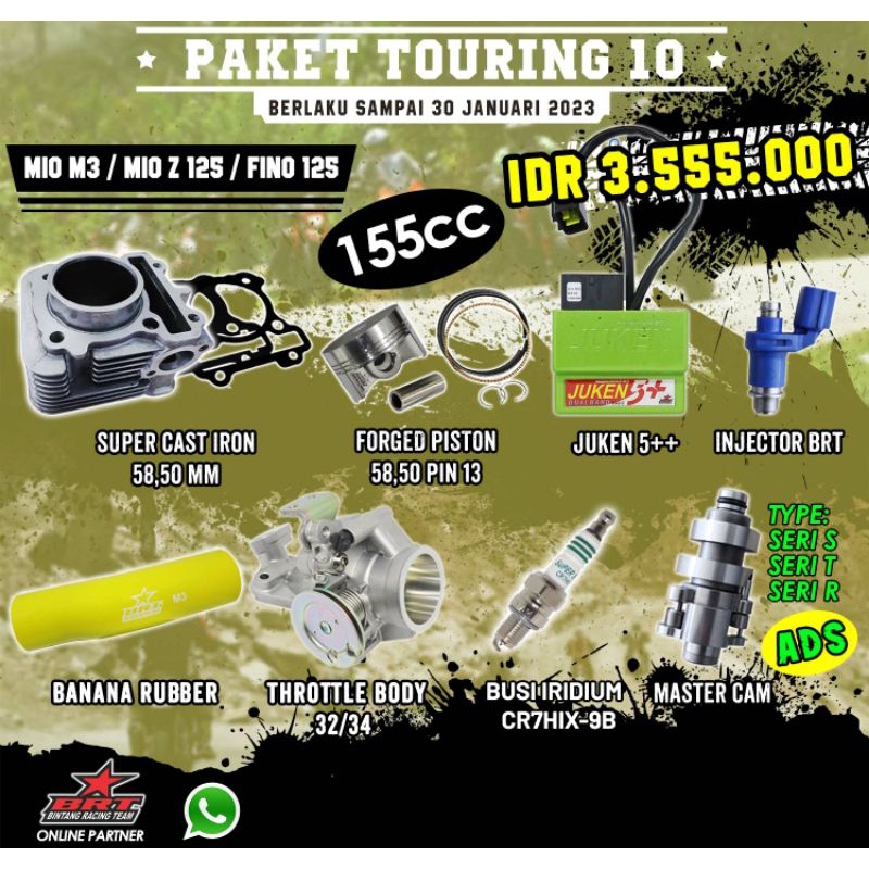 Jual Paket Touring 10 Mio M3 / Mio Z / Fino 125 / Soul GT 125 Blok Cast Iron + Piston + Throttle ...