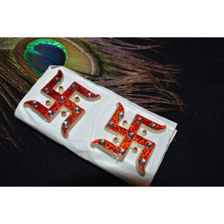 Jual Diwali Swastik Acrylic Sticker Red with White or Green Dots ...