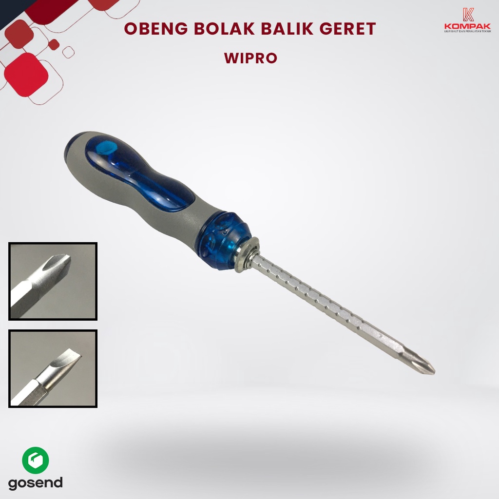 Jual WIPRO Obeng BB Bolak Balik 6x180mm / 3 IN 1 2 WAY | Shopee Indonesia