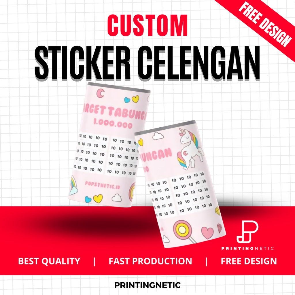 Jual (FREE DESIGN) Sticker Celengan / Sticker Celengan Target ...