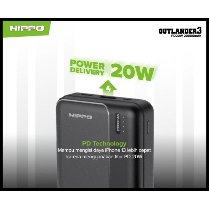 Jual Hippo Power Bank Outlander 3 Pd 20000 Mah Superfast Charging ...