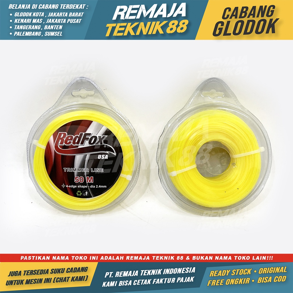 Jual TALI SENAR POTONG RUMPUT / REDFOX 2.4MM / PANJANG 50M / NYLON ...