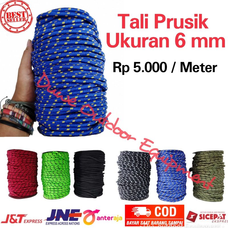 Jual Tali Prusik Diameter 6 mm Per Meter- Tali Prusik Paracord 6mm ...