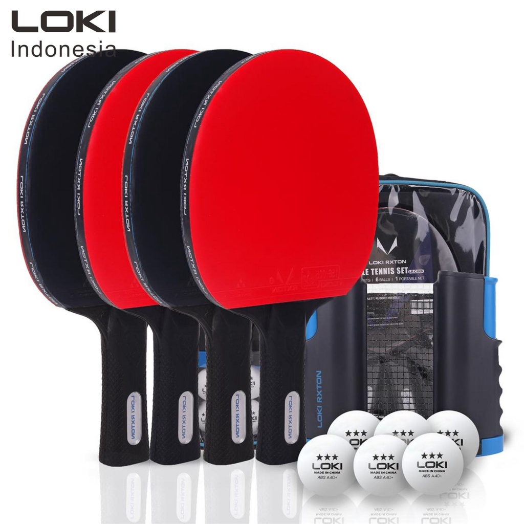 Jual LOKI SET 4R6B1N - 4 racket 6 ball 1 nett Pingpong bat - Tablet ...