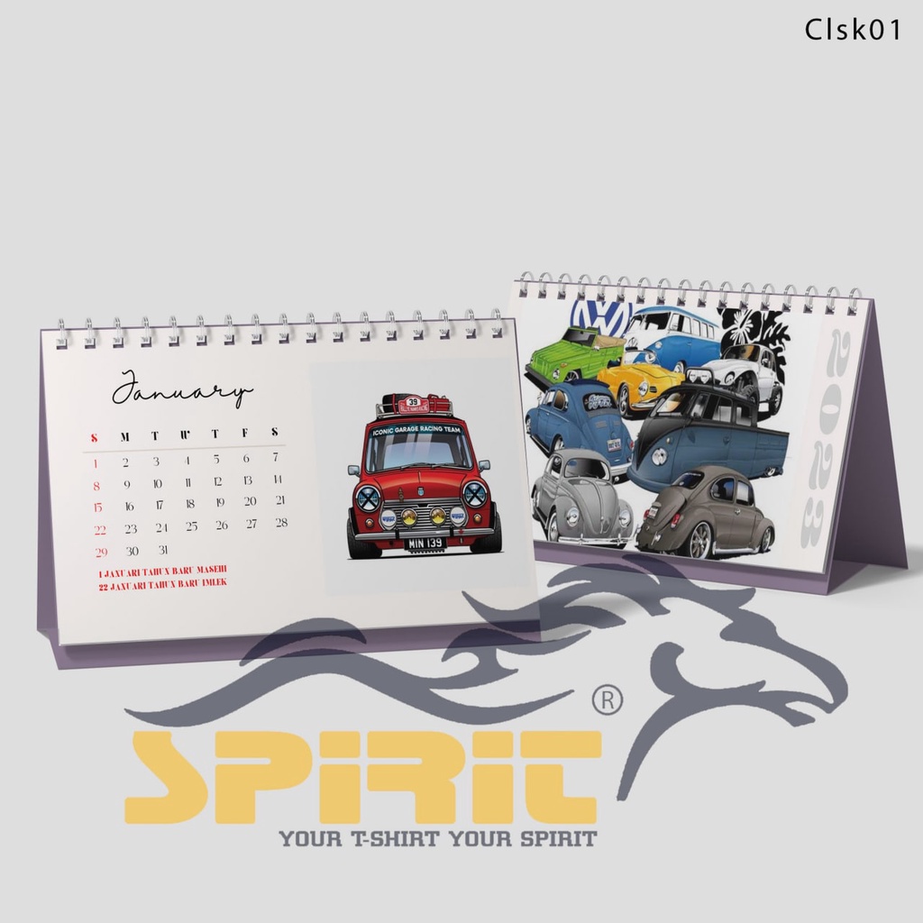 Jual Kalender Duduk / Kalender Meja Tahun 2023 Desian Mobil Kodok ...