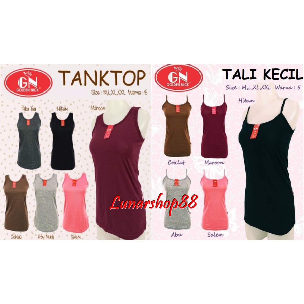 Jual Tank top camisol GN Tali Besar Tali Kecil Slimfit bahan strech ...