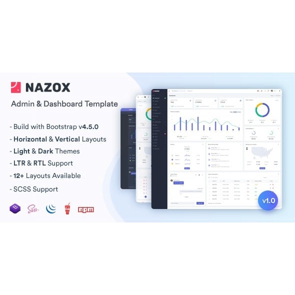 Jual Bootstrap 4 Nazox V10 Admin Dashboard Template Vue React Angular Laravel Django