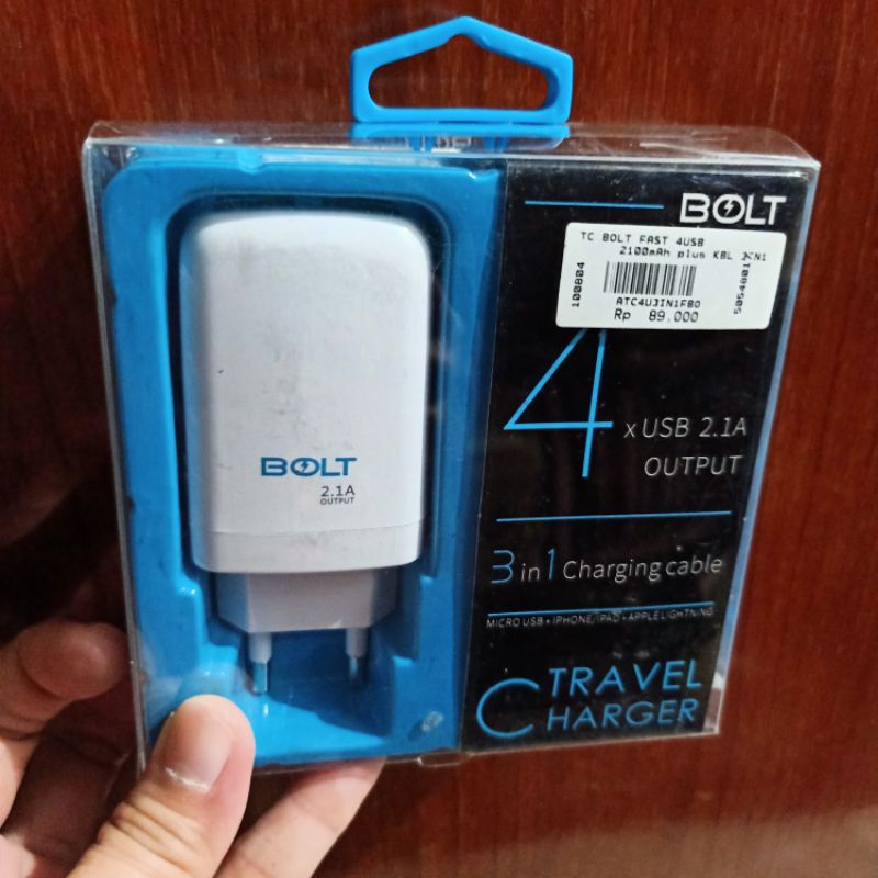 Jual Bolt Travel Charger 3 in 1 charging cabel | Shopee Indonesia