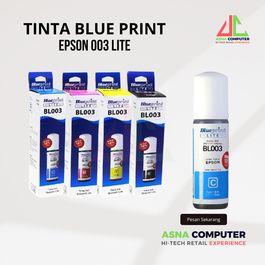 Jual Tinta Epson 003 Blue Print BL003 4 Warna CMYK Aman Di Catridge ...