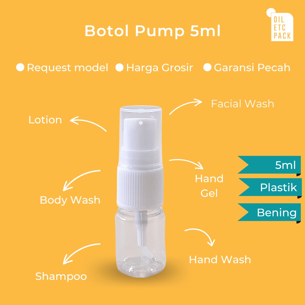 Jual Botol Pump Plastik Mini 5ml Aesthetic / Tempat Refill Kosong Sabun ...