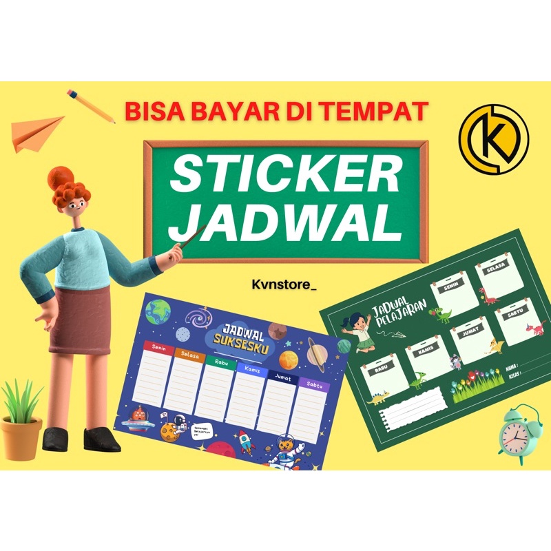 Jual STICKER JADWAL PELAJARAN, JADWAL PIKET, JADWAL KELAS, SCHEDULE ...