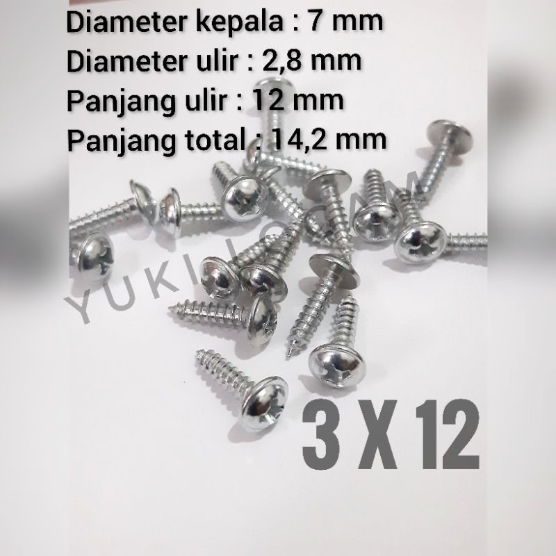 Jual 100 pcs sekrup 3x12 putih sekrup elektronika sekrup transistor ...