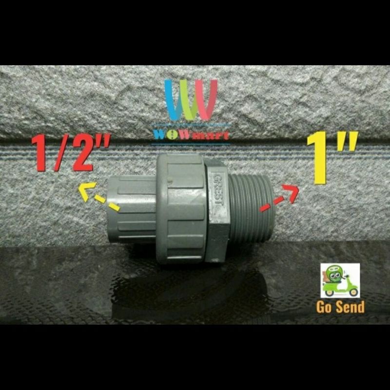 Jual Water Mur Drat Luar 1 " x 1/2 " Polos PVC Watermur Sambungan Pipa ...