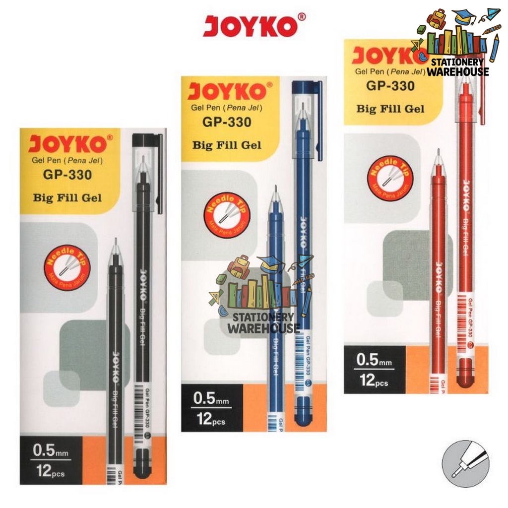 Jual Gel Pen Pulpen Pena Joyko GP-330 Big Fill Gel 0.5 mm 1 Box 12 PCS | Shopee Indonesia