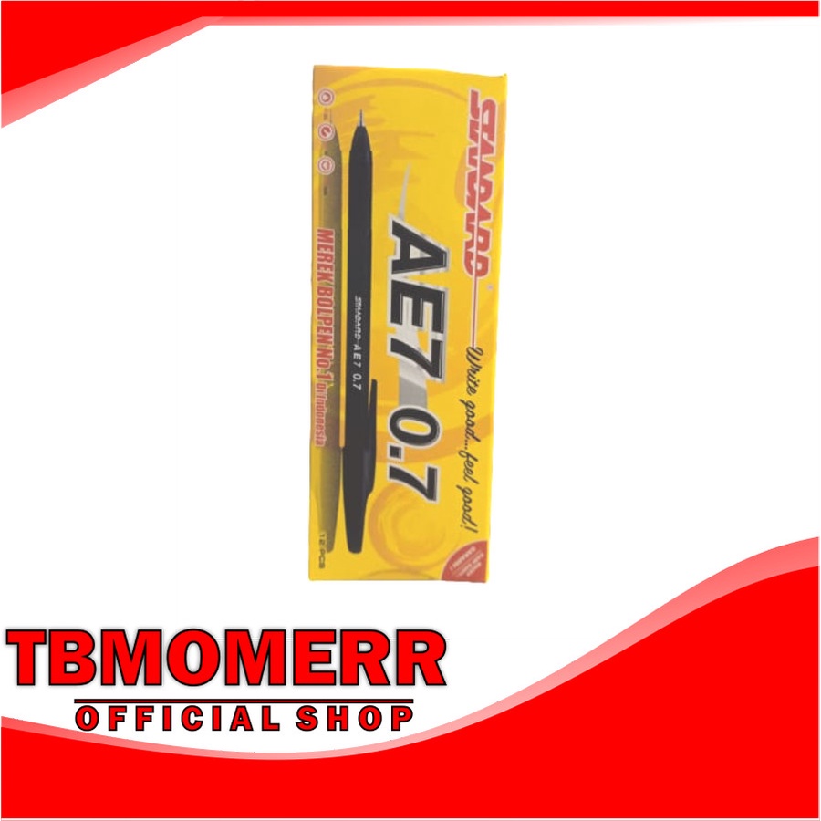 Jual BOLPEN AE7 0.7 FINE BLACK STANDARD PER PACK | Shopee Indonesia