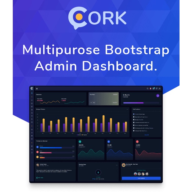 Jual Bootstrap 4 - Cork 3.0 | Premium Admin Dashboard Template (HTML, Laravel) | Shopee Indonesia