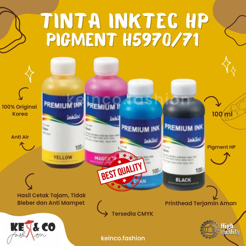 Jual TINTA REFILL INKTEC HP 7740 7720 PIGMENT H5970 H5971 KEMASAN 100ML ...