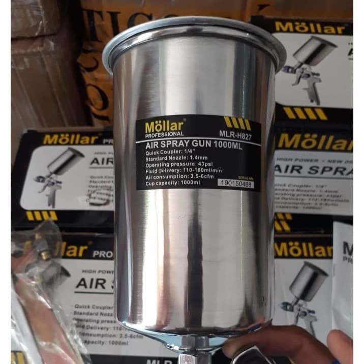 Jual spray gun HVLP 1.4mm Mollar spraygun HVLP cup kapasitas besar ...