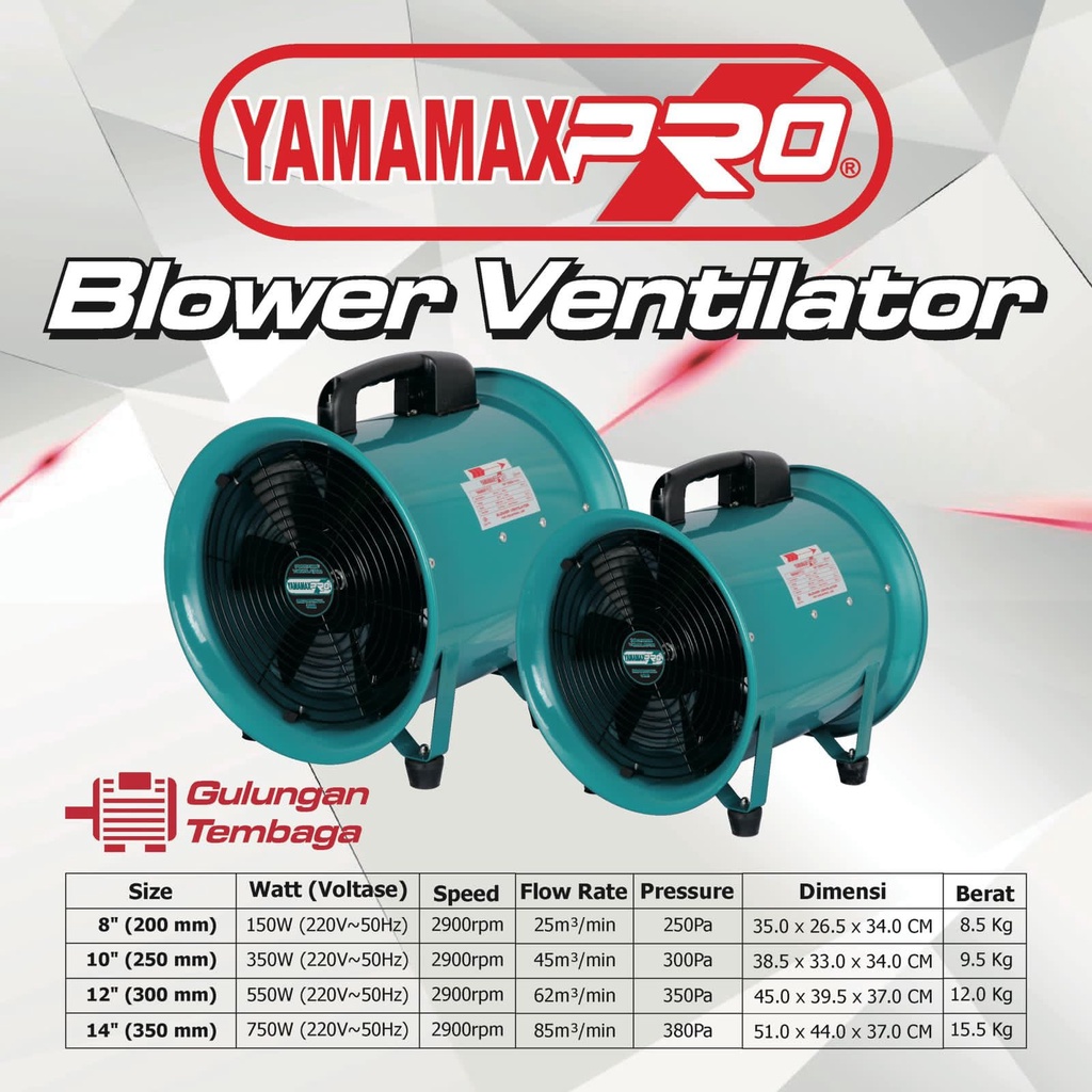Jual YAMAMAX PRO Portable Ventilator / Blower / Exhaust 8, 10, 12, 14, 16, 18, 20, 24 Inch ...