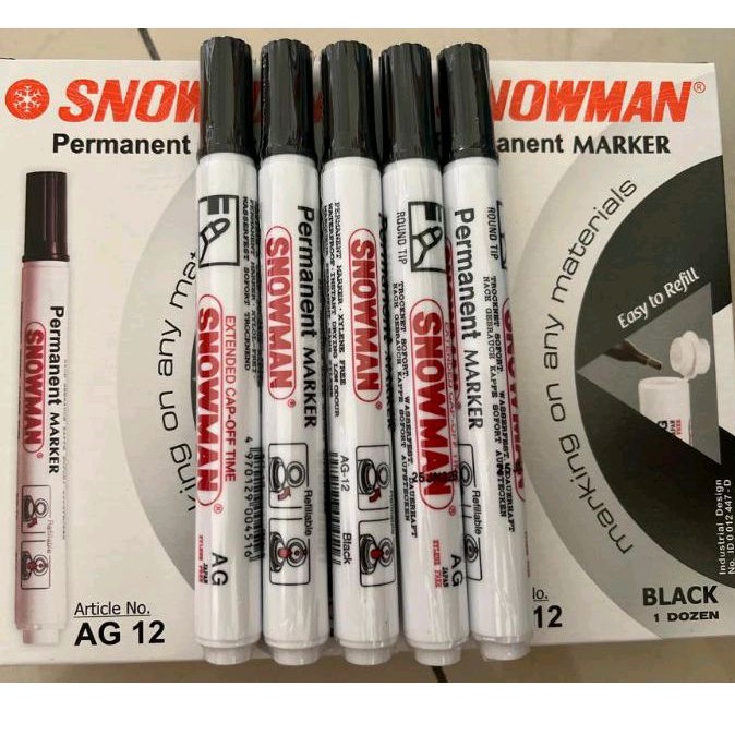 Jual Spidol Snowman Permanent AG 12 (Wajib baca deskripsi!!) | Shopee ...