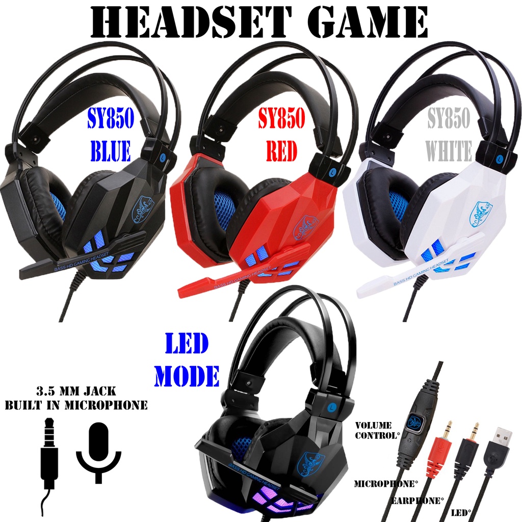 Jual Headset Gaming RX01 X4 SY830MV SY850 G10 LED Headset Game Earphone ...
