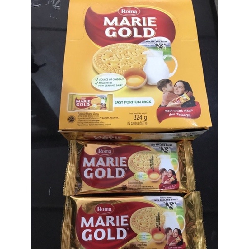 Jual Roma Marie Gold 1 Box isi 12 Sachet / Biskuit Marie Gold Roma ...