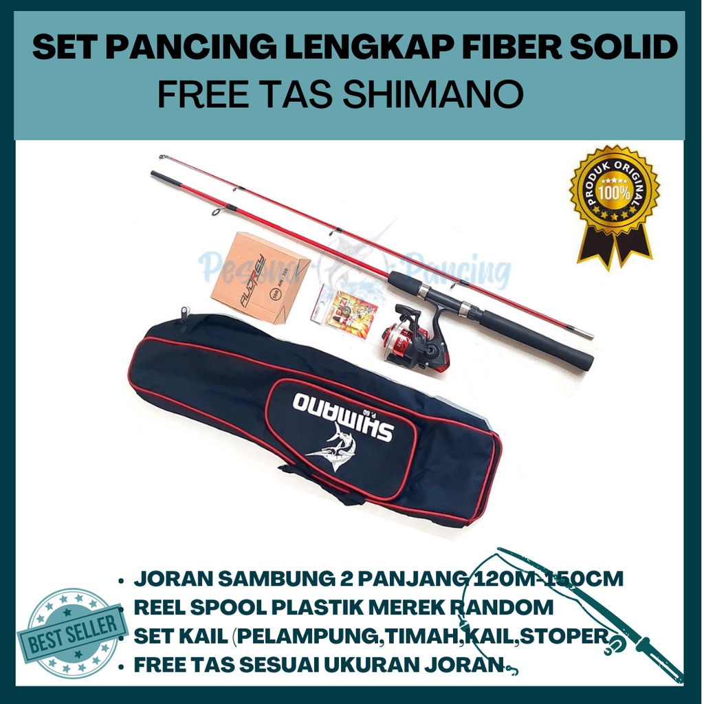 Jual Set Pancing Lengkap Sambung Dua FIBER SOLID 120-150 FREE TAS ...