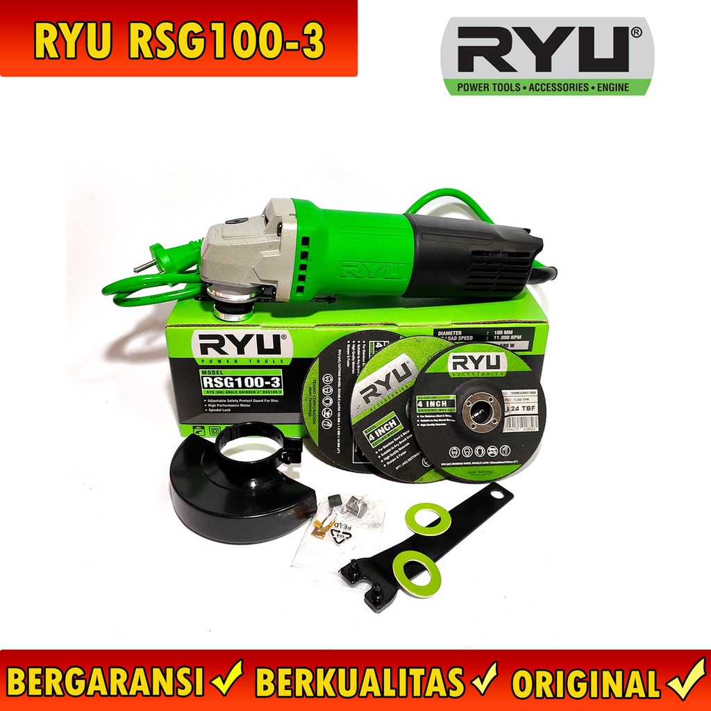 Jual Ryu Angle Grinder Tipe RSG100-3 Uk' 4 Inch Original Terbaru Dris ...