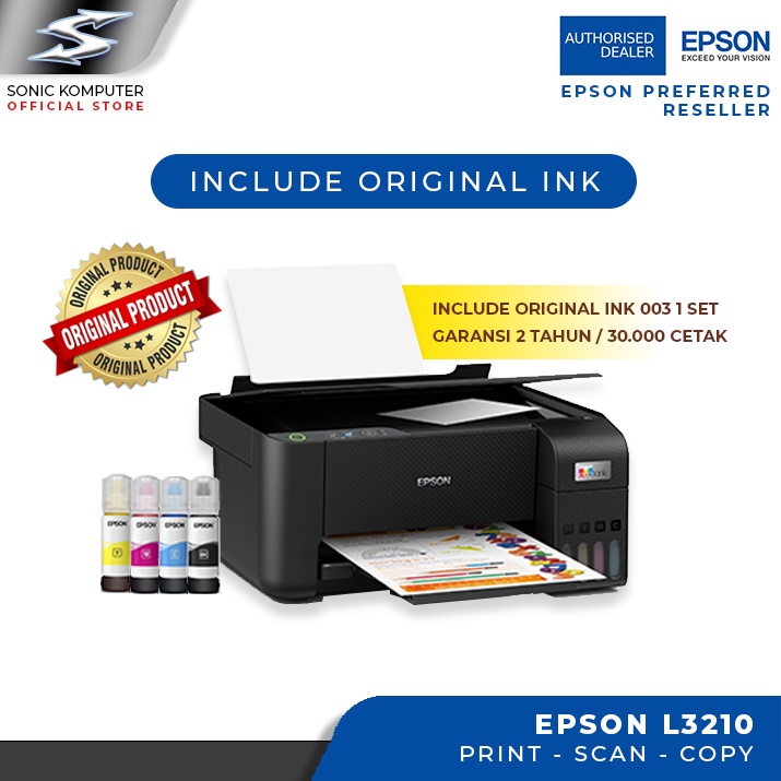 Jual Printer Epson EcoTank L3210 A4 All in One Ink Tank Print Scan Copy Ganti L3110 | Shopee ...
