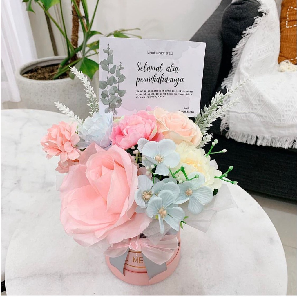 Jual Pastel Bloom Box Flowers Artificial Congratulation Wedding ...