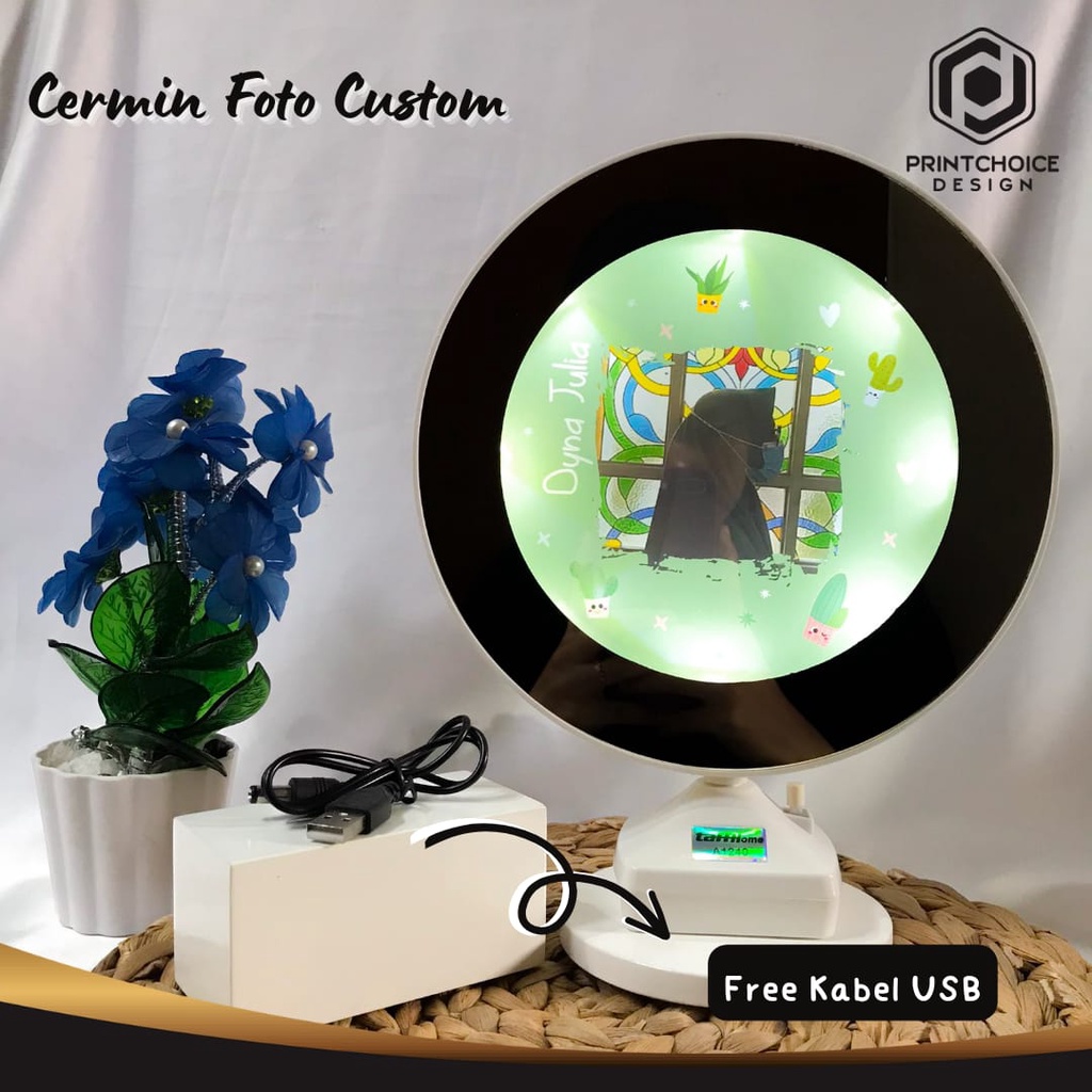 Jual Cermin Kaca Ajaib Frame Foto Lampu LED / Hadiah Kado Gift Custom ...